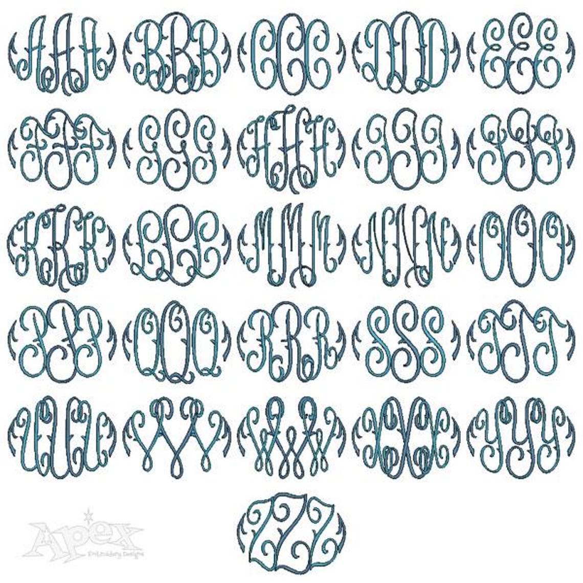Mia Outline Monogram Machine Embroidery Font Alphabet Letters INSTANT ...