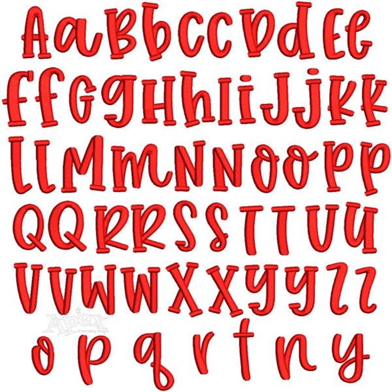 Juniper Script Satin Stitch Machine Embroidery Font Alphabet Letters ...