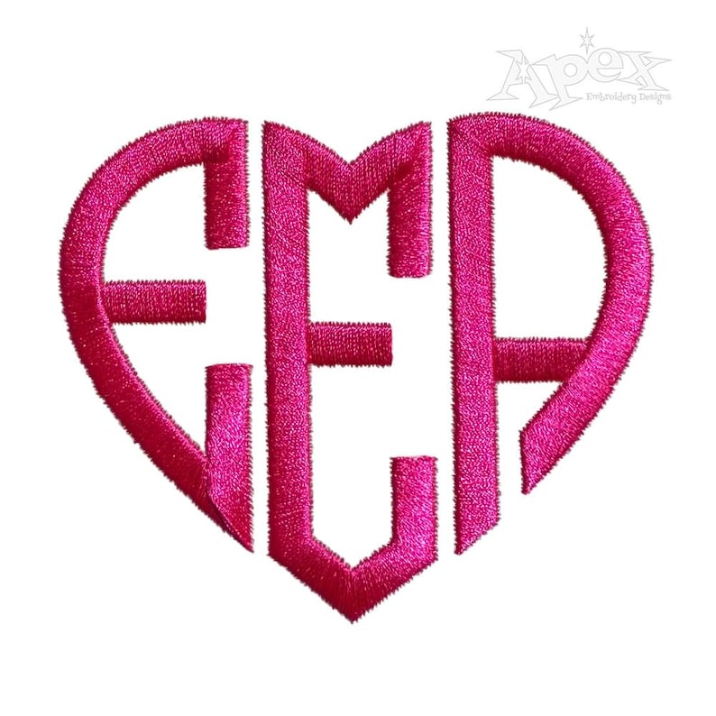 Heart Monogram Valentines Day Love Machine Embroidery Font Alphabet ...