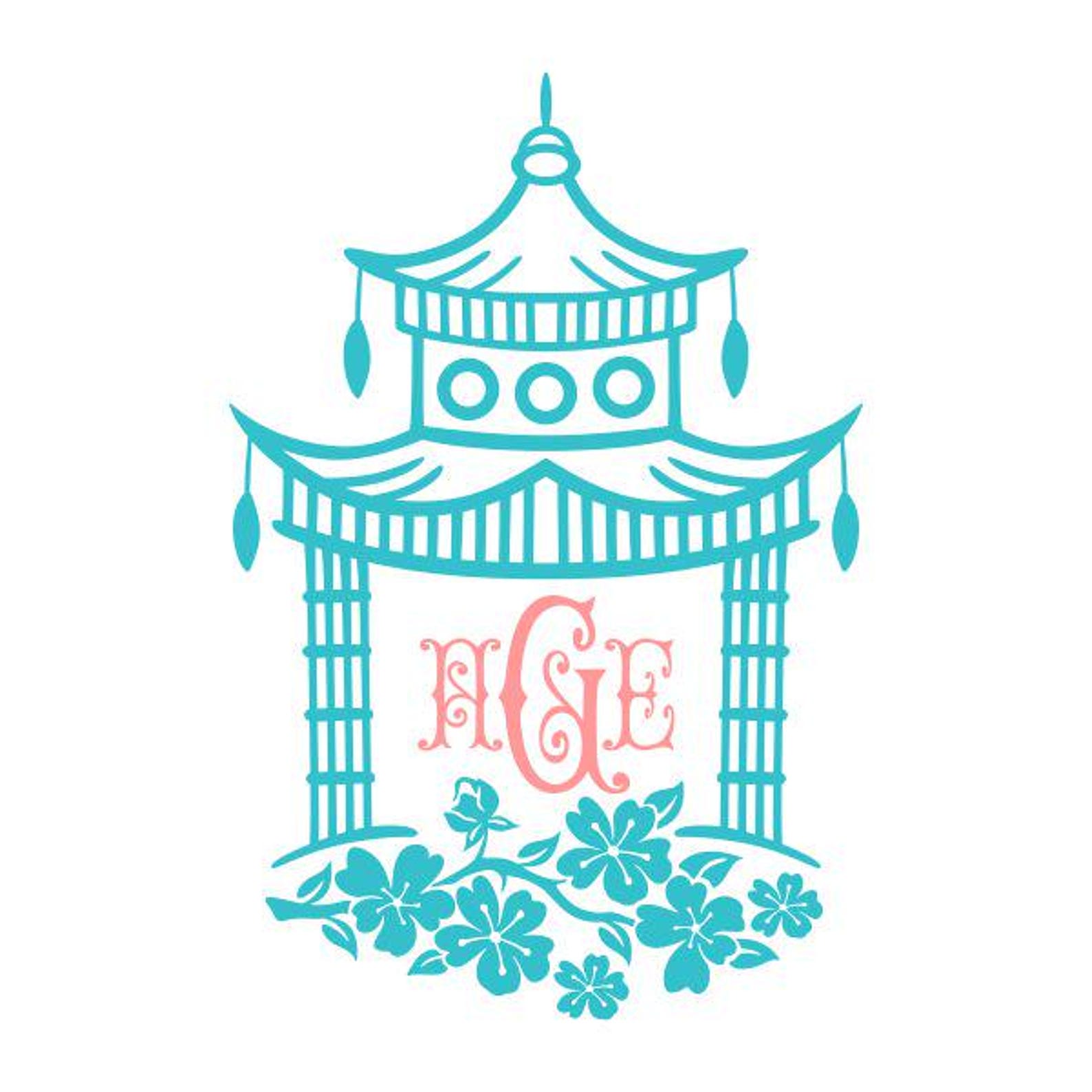 Pagoda Monogram Frame Cuttable Design SVG PNG DXF & Eps Designs Cameo ...