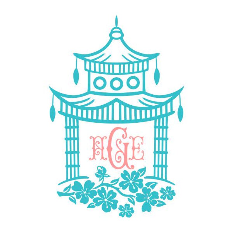 Pagoda Monogram Frame Cuttable Design SVG PNG DXF & Eps Designs Cameo ...