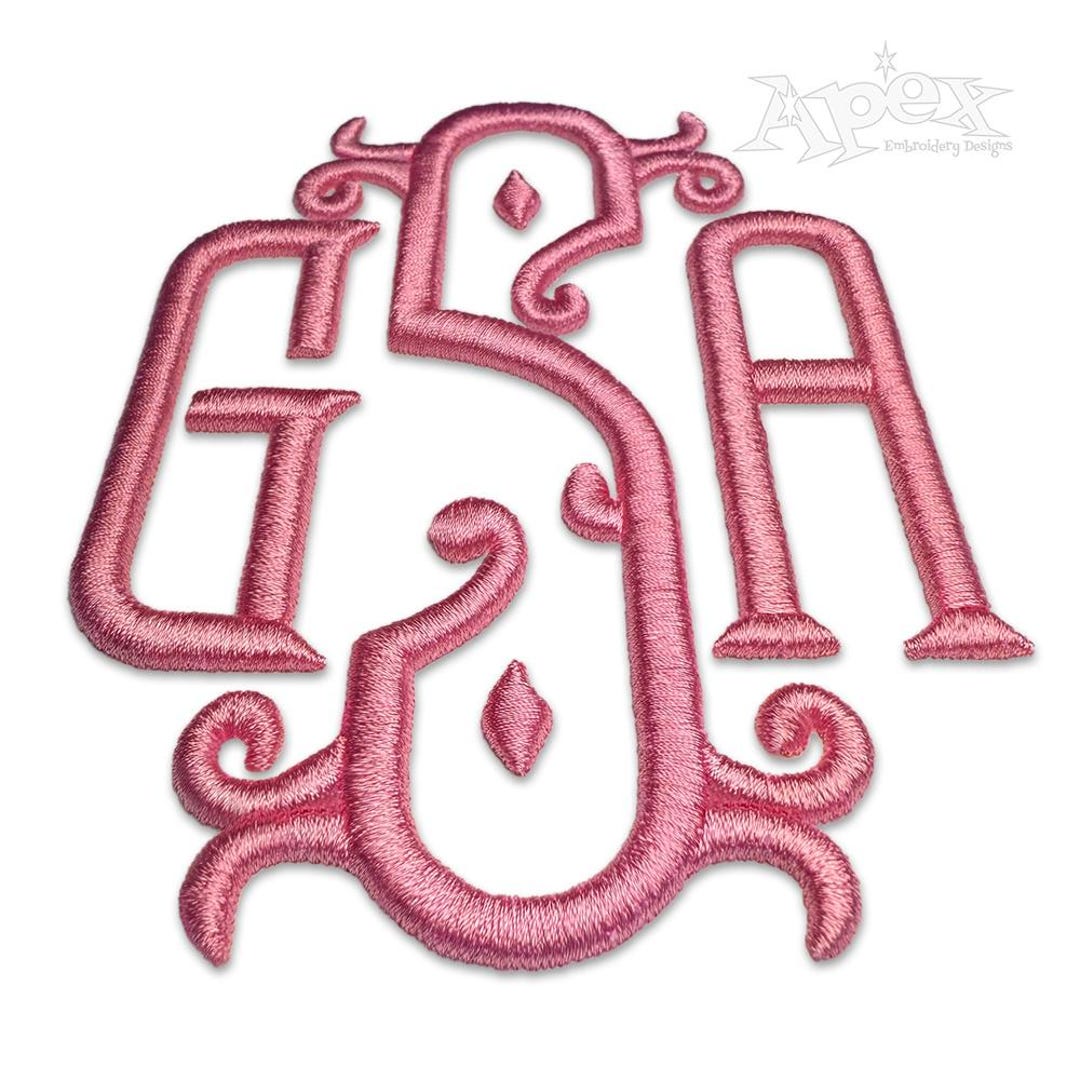 Vienna Monogram 3D Puffy Machine Embroidery Font Alphabet Letters ...