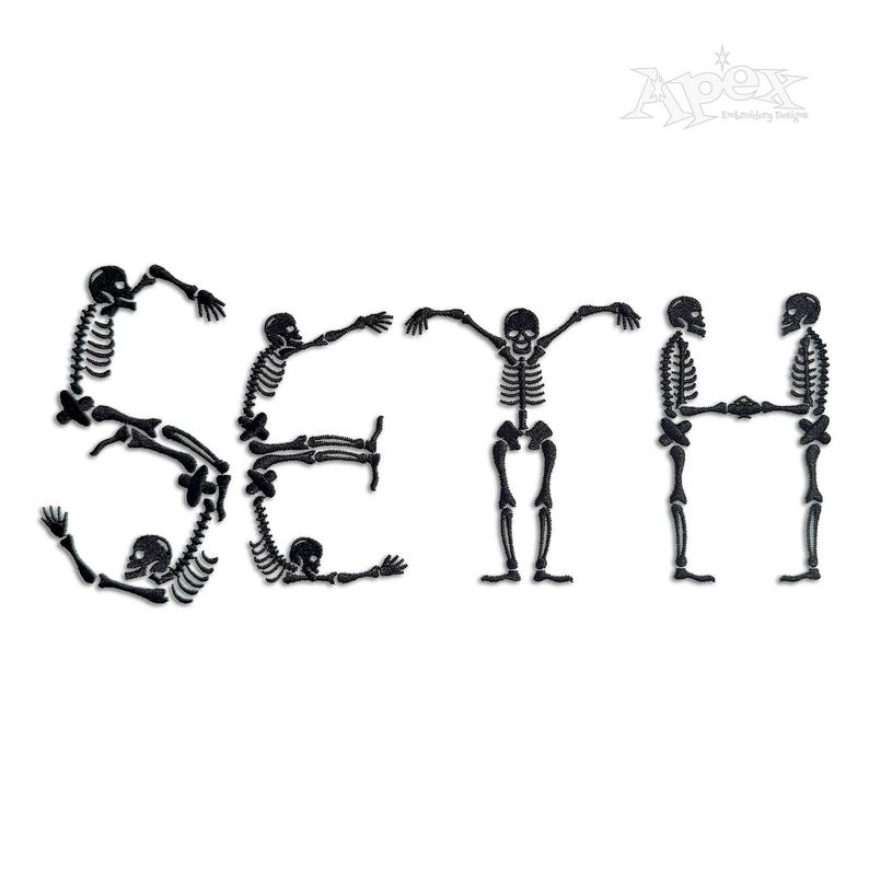 Skeleton Alphabet Embroidery Font Halloween Monogram Machine Embroidery ...