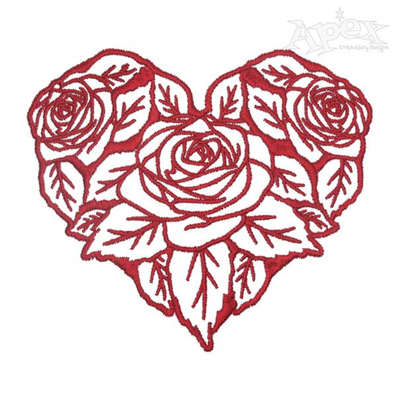 Roses Heart Machine Embroidery Design PES DST JEF Instant Download - Etsy