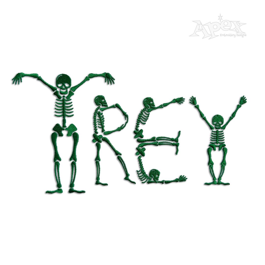 Skeleton Alphabet Embroidery Font, Halloween Monogram (INSTANT DOWNLOAD ...