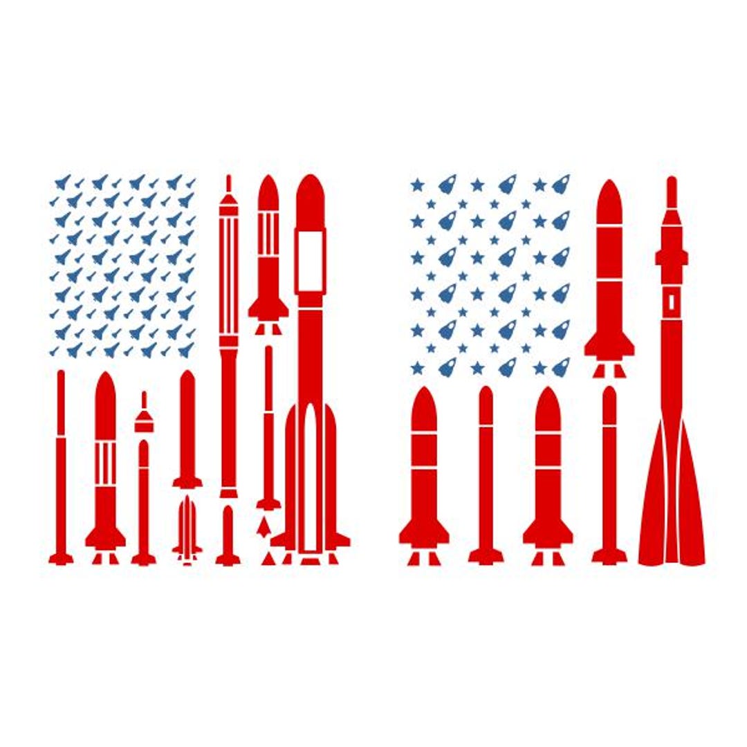 Rocket Us Flag Cuttable Design SVG PNG DXF & Eps Designs Cameo File ...