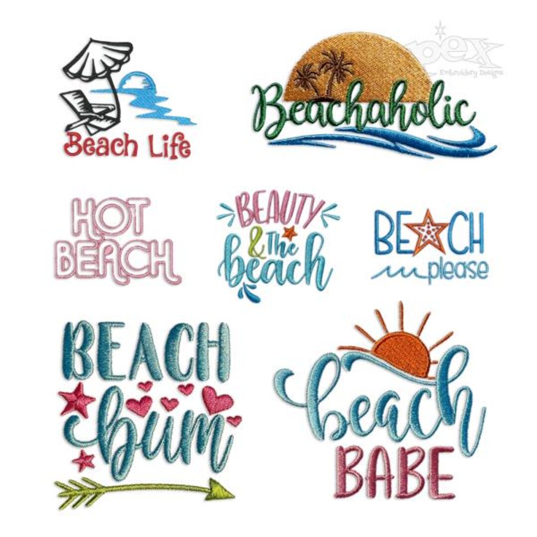 Beach Fun Babe Bum Life Word Art Pack Ocean Sea Summer Vacation Holiday ...