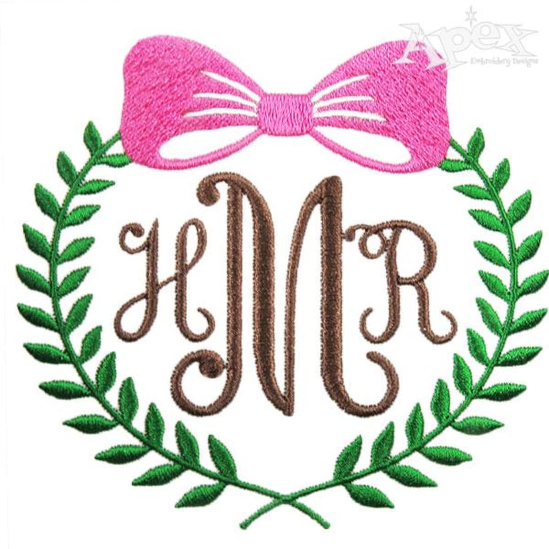 Laurel Wreath Bow Machine Embroidery Design PES DST JEF Instant ...