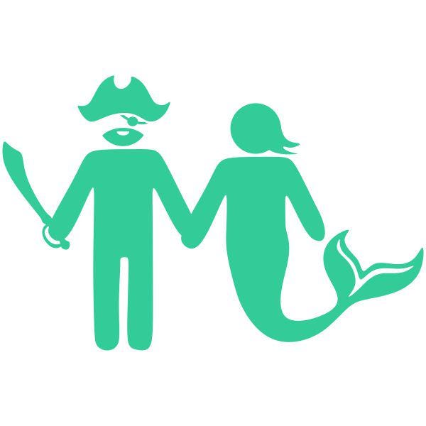 Pirate Mermaid Couple Cuttable Design SVG PNG DXF & Eps Designs Cameo ...