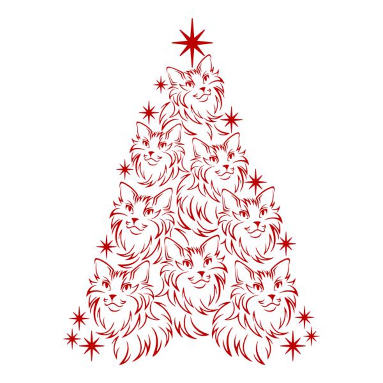 Cat Christmas Tree Cuttable Design SVG PNG DXF & Eps Designs Cameo File ...