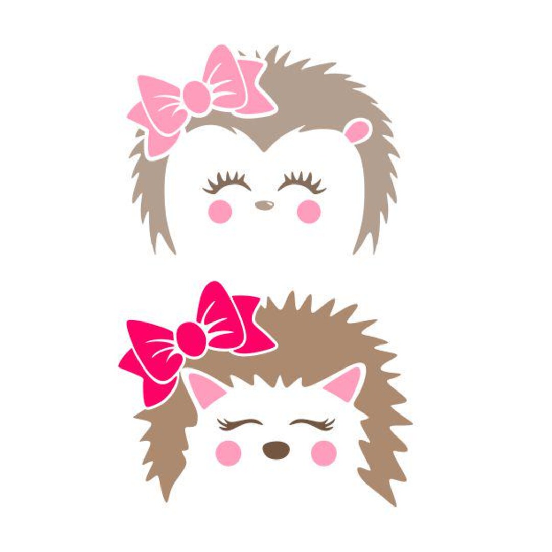 Cute Hedgehog Bow Cuttable Design SVG PNG DXF & Eps Designs Cameo File ...