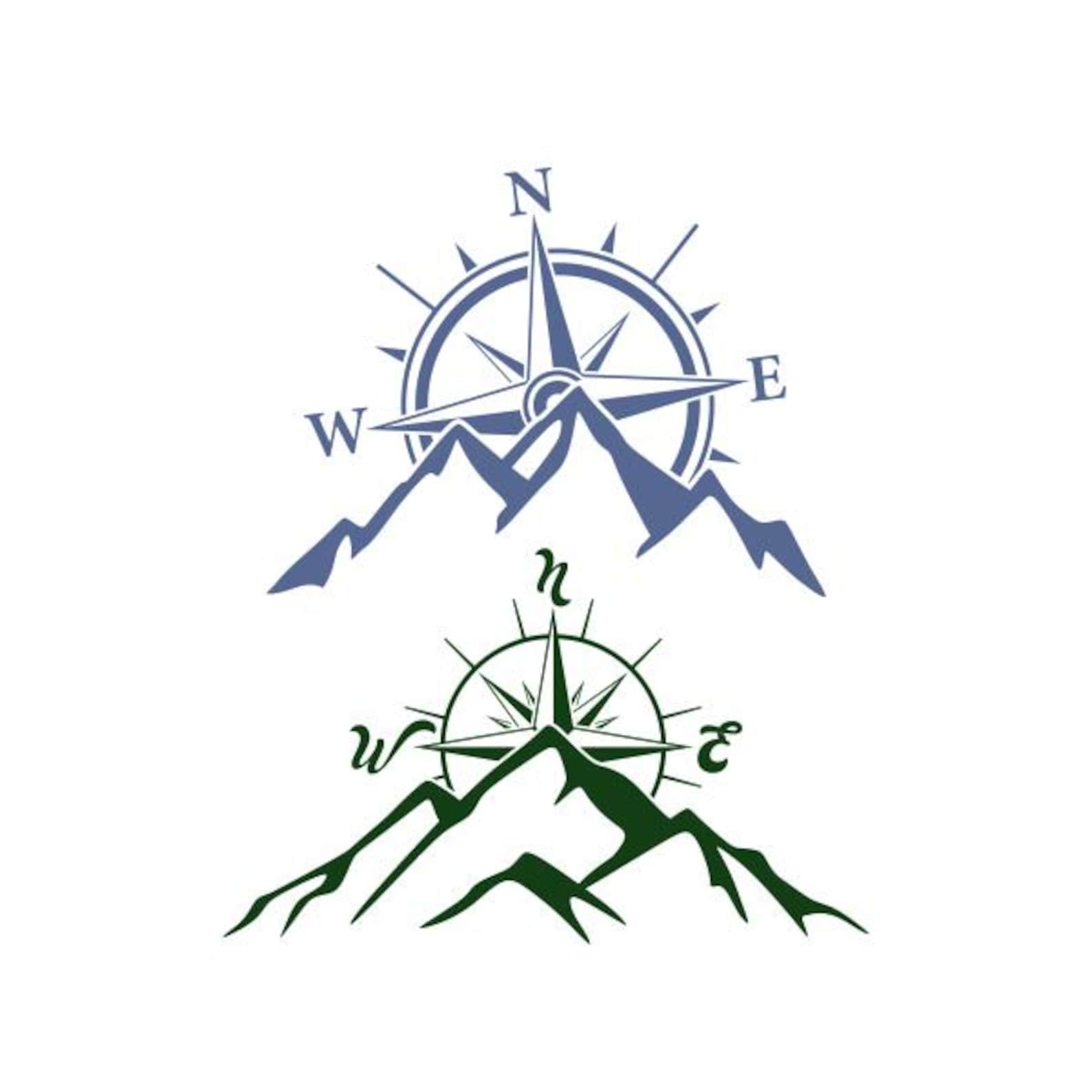 Compass Mountain Cuttable Design SVG PNG DXF & Eps Designs Cameo File ...