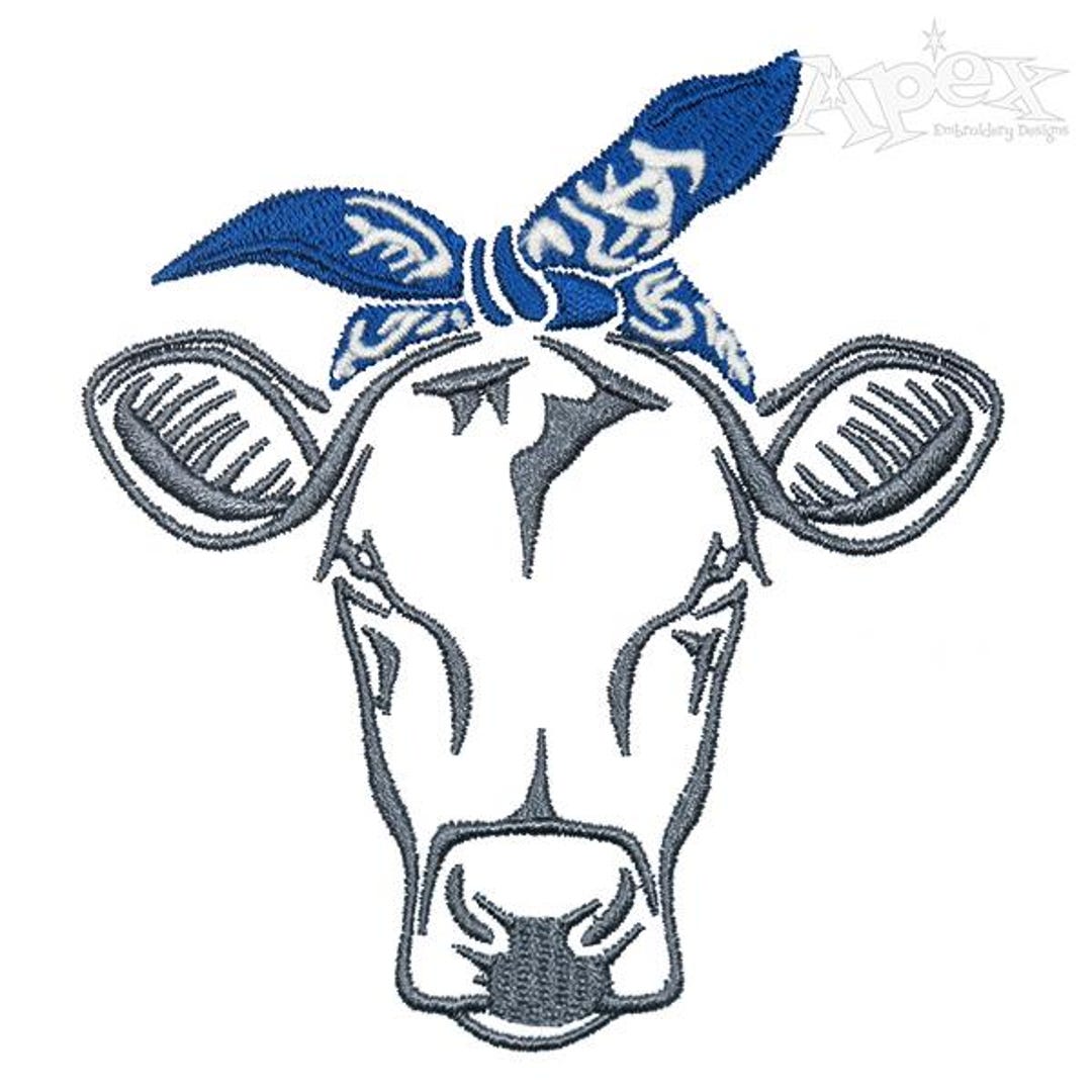 Simple Outline Bandana Cow Farm Animal Machine Embroidery Design PES ...