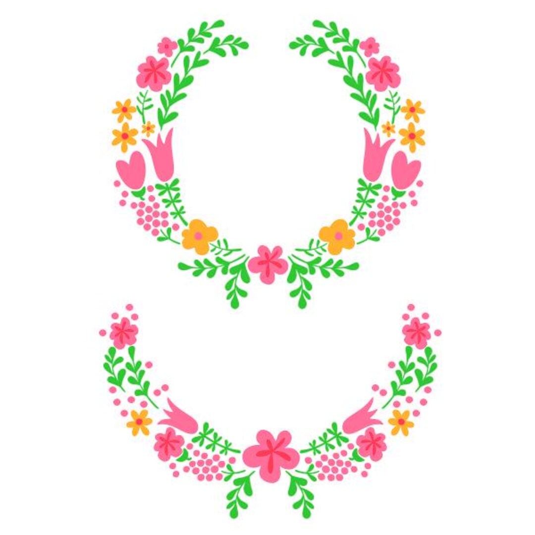 Spring Flowers Wreath Cuttable Design SVG PNG DXF & Eps Designs Cameo ...