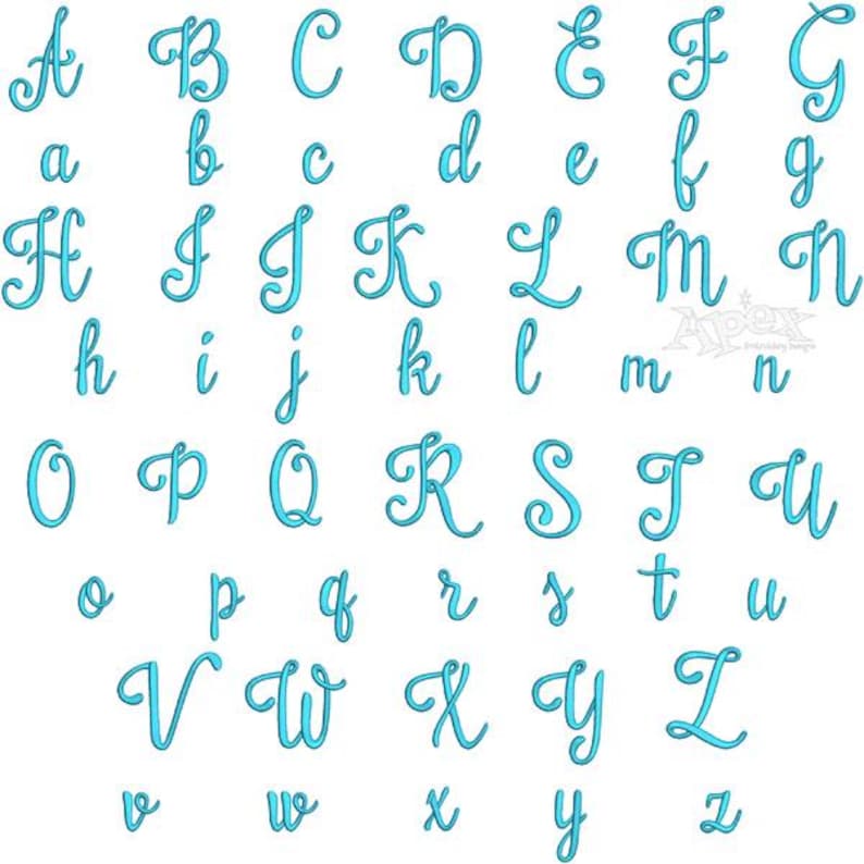 Charm Script Script Machine Embroidery Font Alphabet Letters INSTANT ...