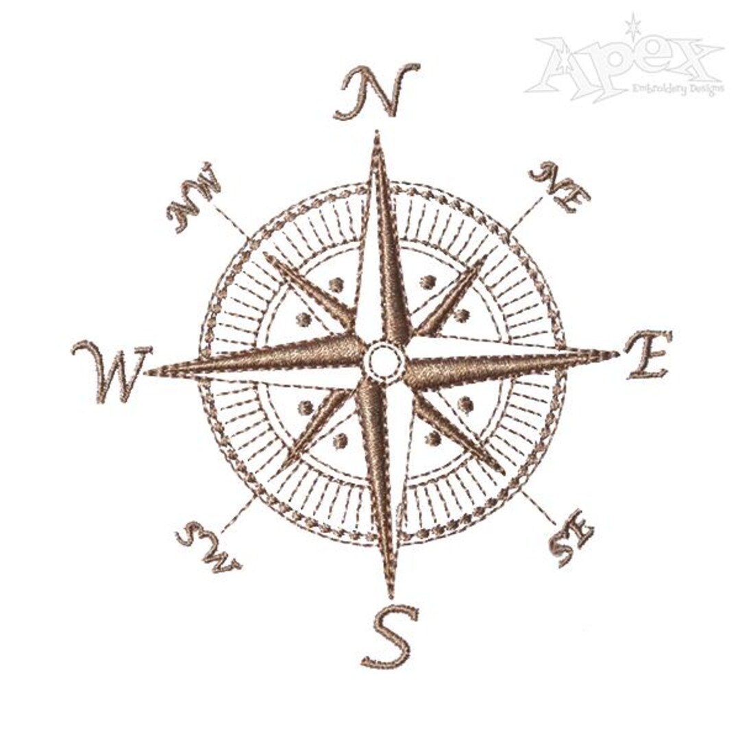 Compass Machine Embroidery Design PES DST JEF Instant Download - Etsy