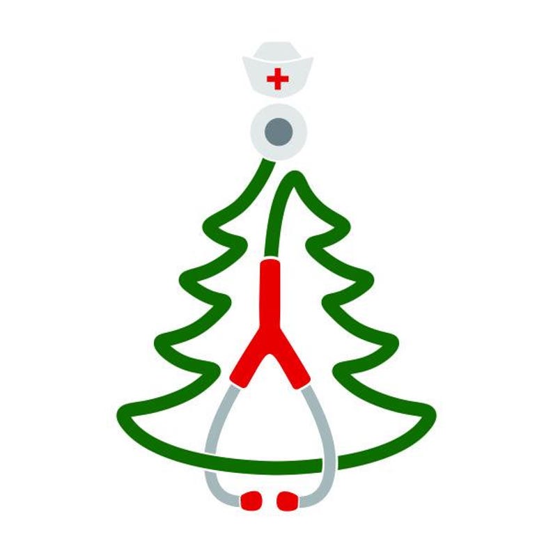 Nurse Stethoscope Christmas Tree SVG: Doctor Ornament Art (digital ...