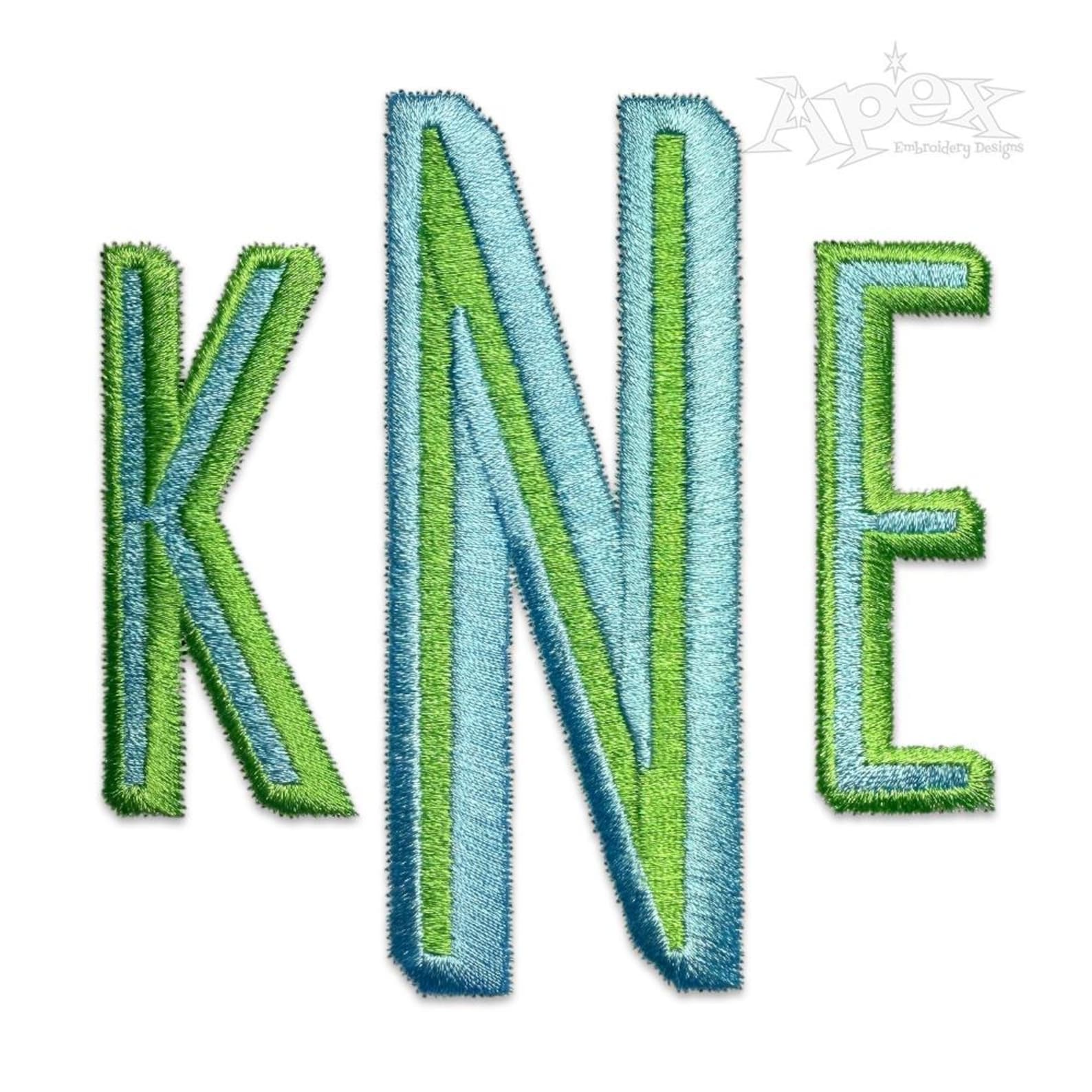 Two-color Block Monogram Embroidery Font (4-6 Inch) - Instant Download ...