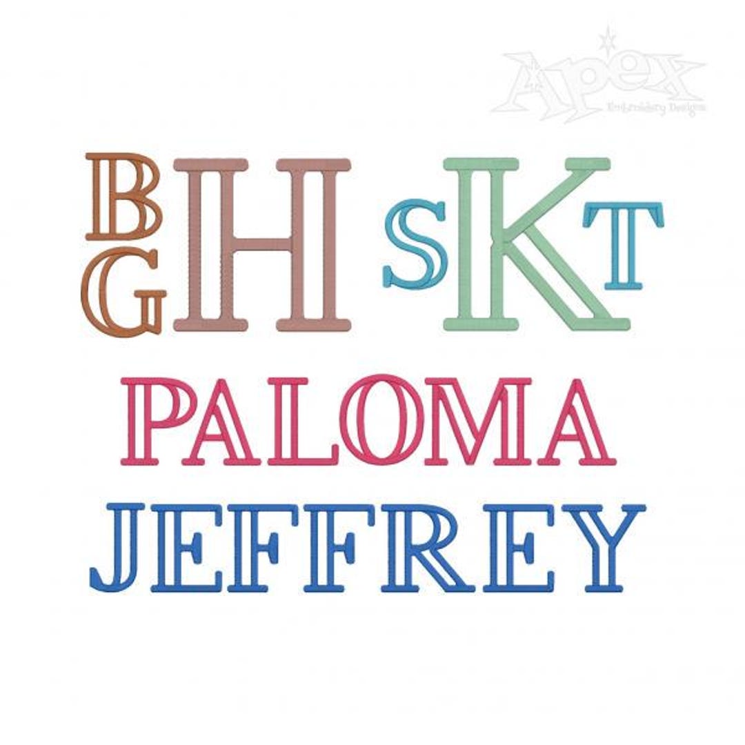 Harrison Print Outline Monogram Machine Embroidery Font Alphabet ...