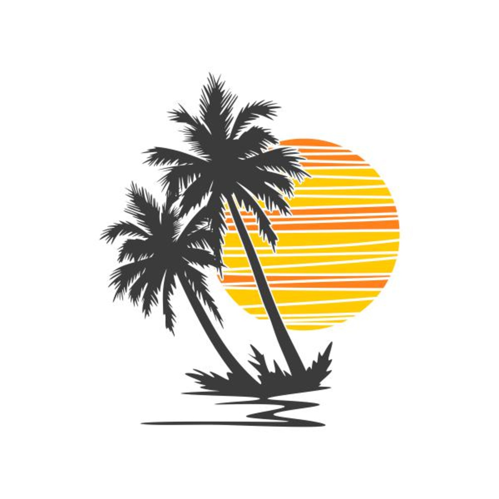Palm Trees Under Sun Cuttable Design SVG PNG DXF & Eps Designs Cameo ...
