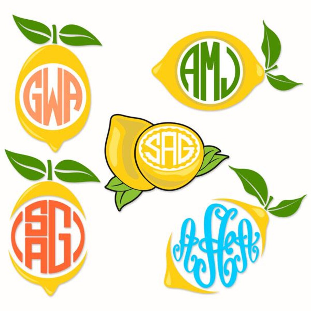 Lemon Monogram Cuttable Design SVG PNG DXF & Eps Designs Cameo File ...