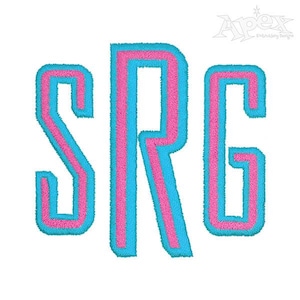 Two-color Block Monogram Embroidery Font (4-6 Inch) - Instant Download ...