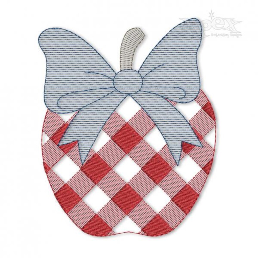 Buffalo Plaid Apple Embroidery Design: Gingham School Pack (PES Instant ...