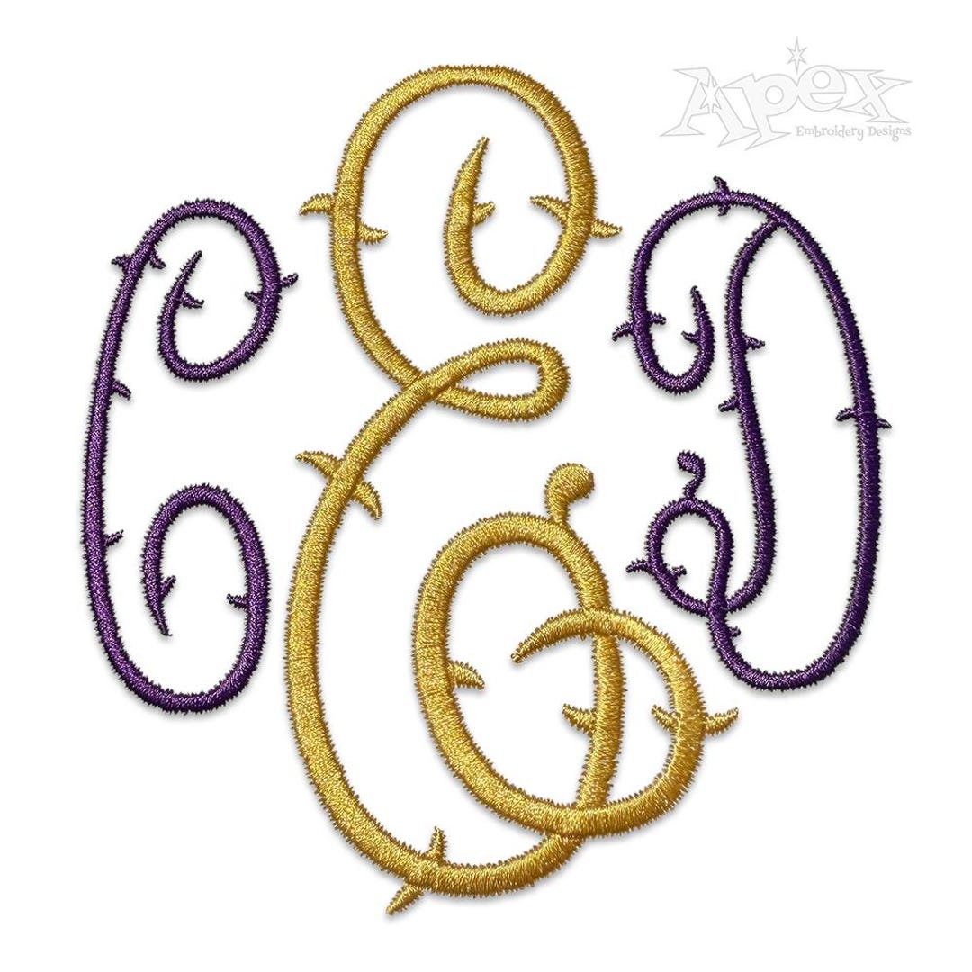 Thorn Monogram Machine Embroidery Font Alphabet Letters INSTANT ...
