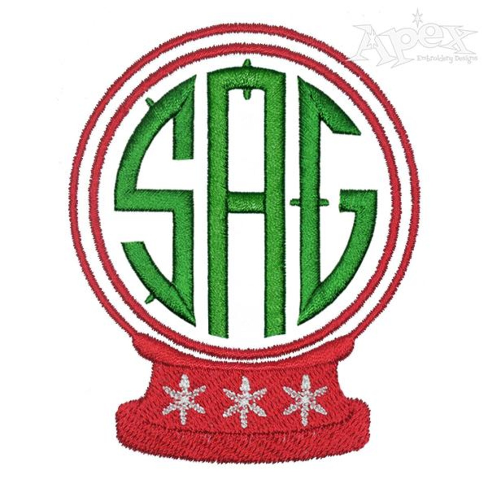 Snow Globe Monogram Machine Embroidery Design PES DST JEF Instant ...