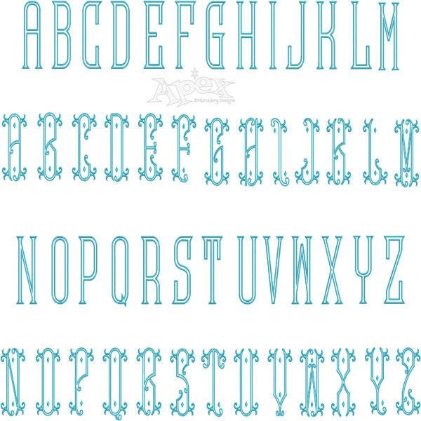 Vienna Applique Monogram Machine Embroidery Font Alphabet Letters ...