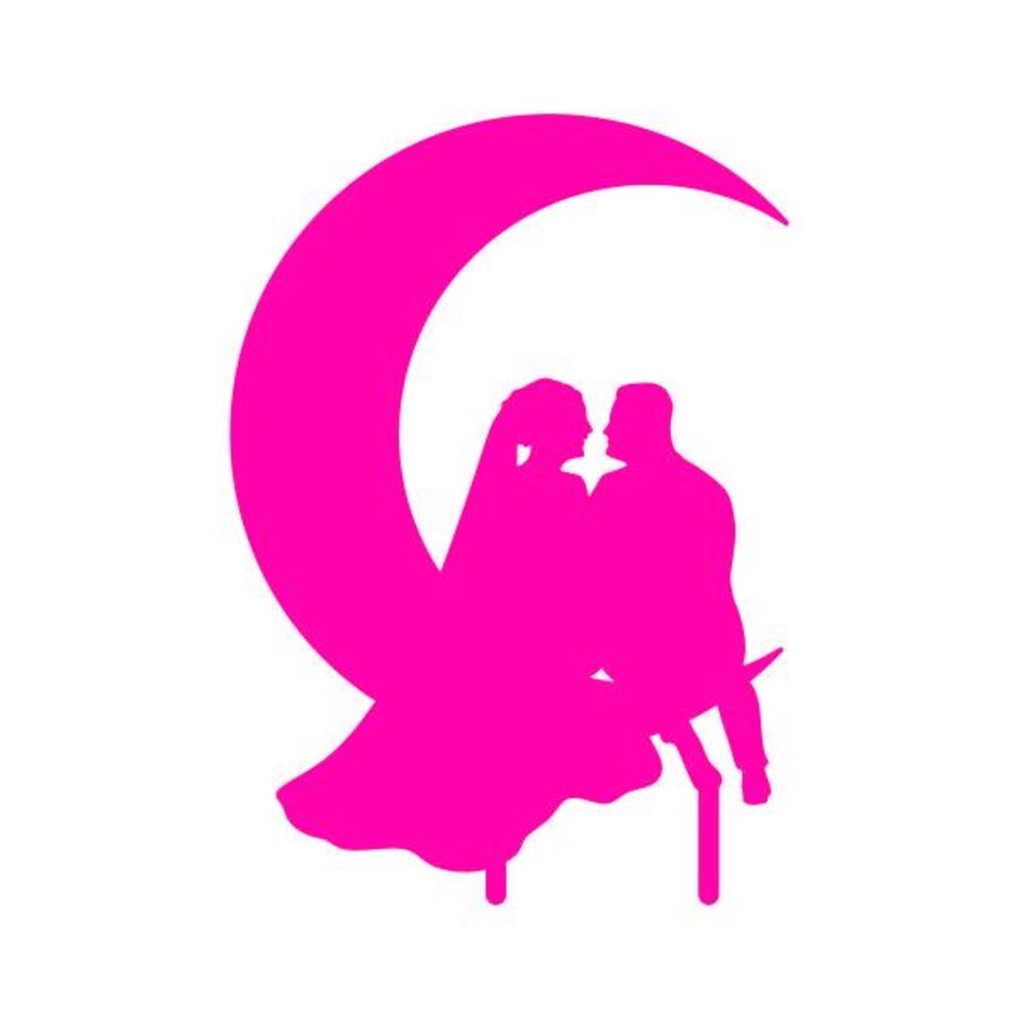Bride and Groom on Moon SVG Cut File: Wedding Couple Design (digital ...