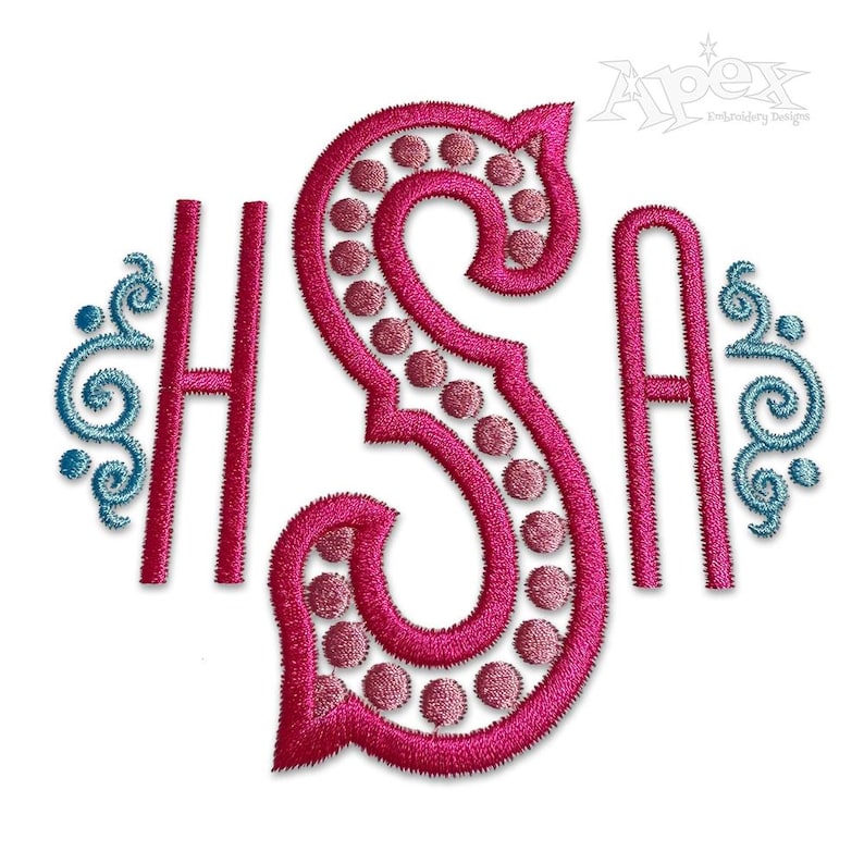 Polka Dot Monogram Embroidery Font: Retro Alphabet Letters (instant ...
