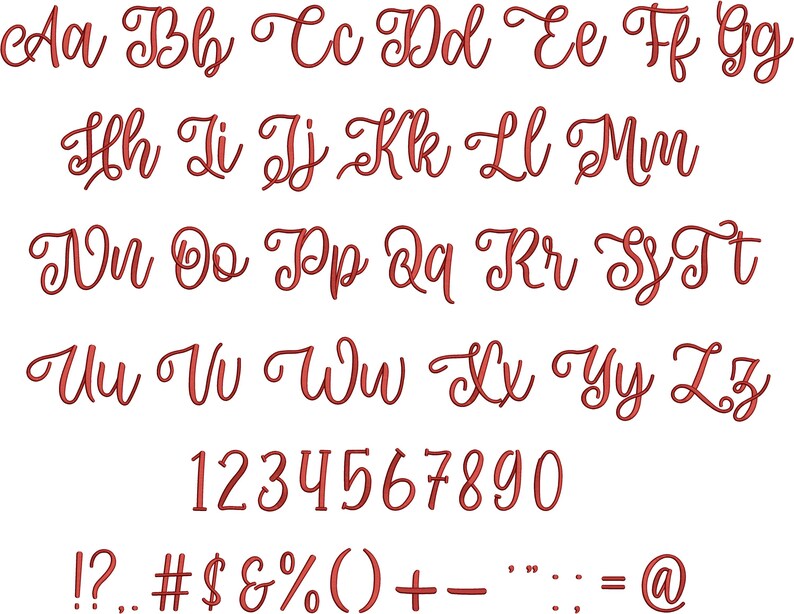 Leyton Script Embroidery Font Bundle: 3D Puff, Bean, Chain Stitch ...