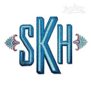 Two-color Block Monogram Embroidery Font (4-6 Inch) - Instant Download ...