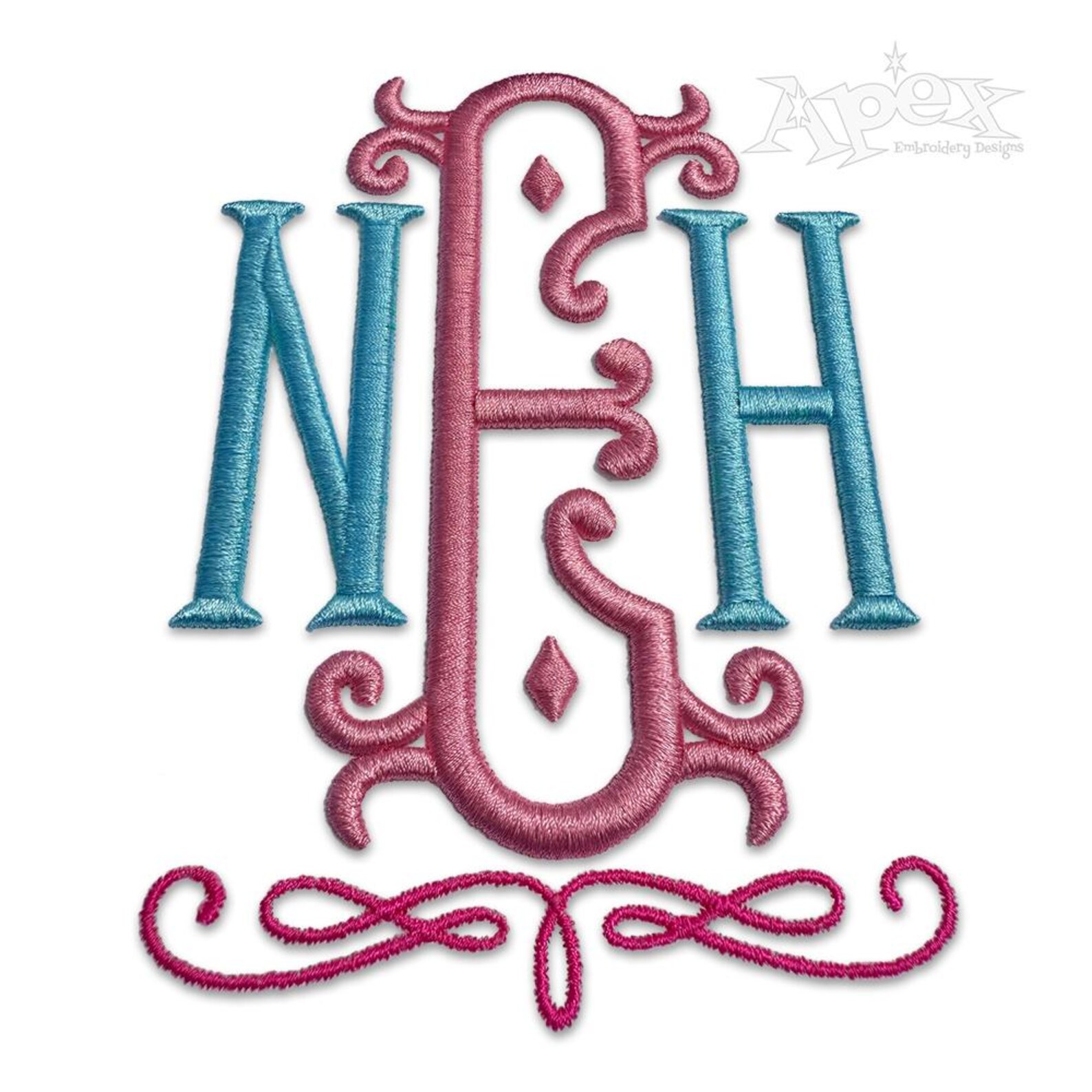 Vienna Monogram 3D Puffy Machine Embroidery Font Alphabet Letters ...
