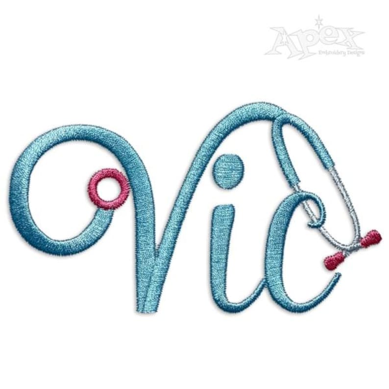 Stethoscope Doctor or Nurse Machine Embroidery Font Alphabet Letters ...