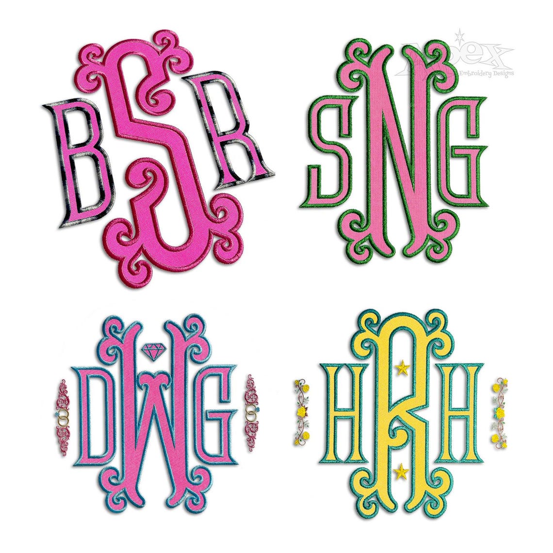 Vienna Bold Appliqué Monogram Applique Machine Embroidery Font ...