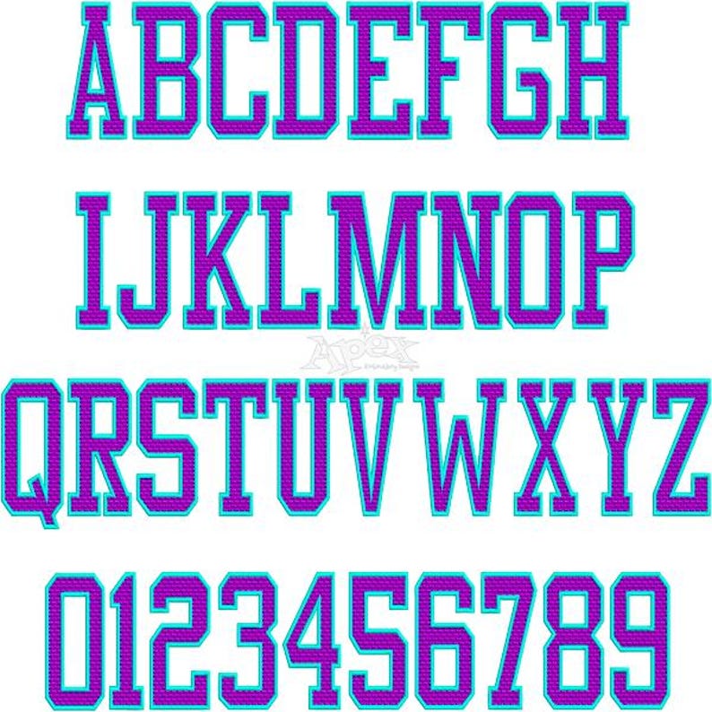 Brick Fill Athletic Block Embroidery Font (instant Download) - Etsy