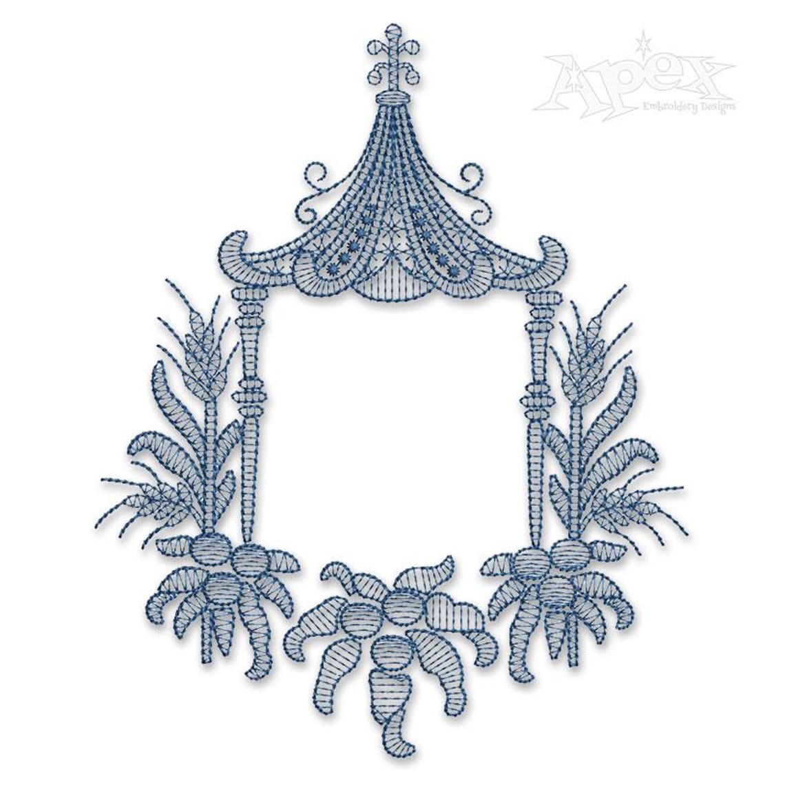 Pagoda Frame #2 Sketch Machine Embroidery Design PES DST JEF Instant ...