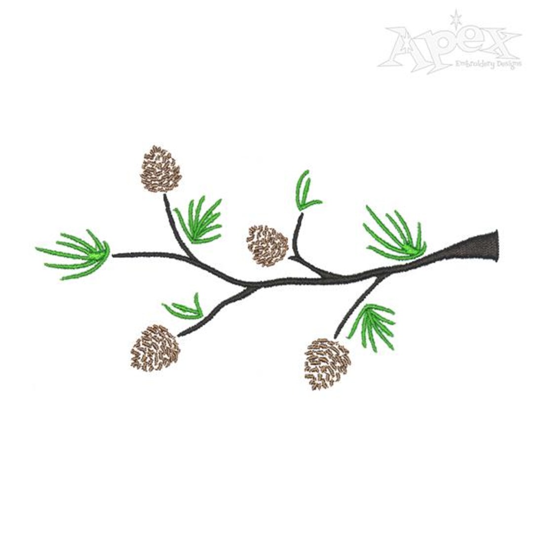 Pine Cone Tree Branch Machine Embroidery Design PES DST JEF Instant ...