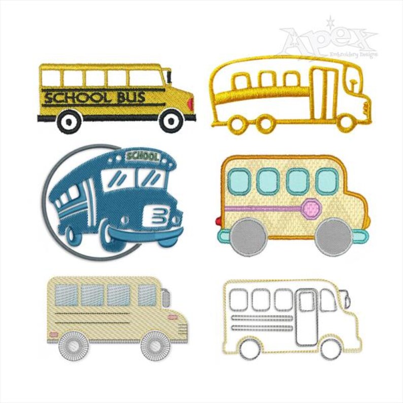 School Bus Frame Pack Machine Embroidery Design Education Driver PES ...