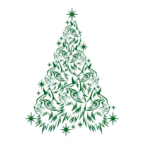 Cat Christmas Tree Cuttable Design SVG PNG DXF & Eps Designs Cameo File ...