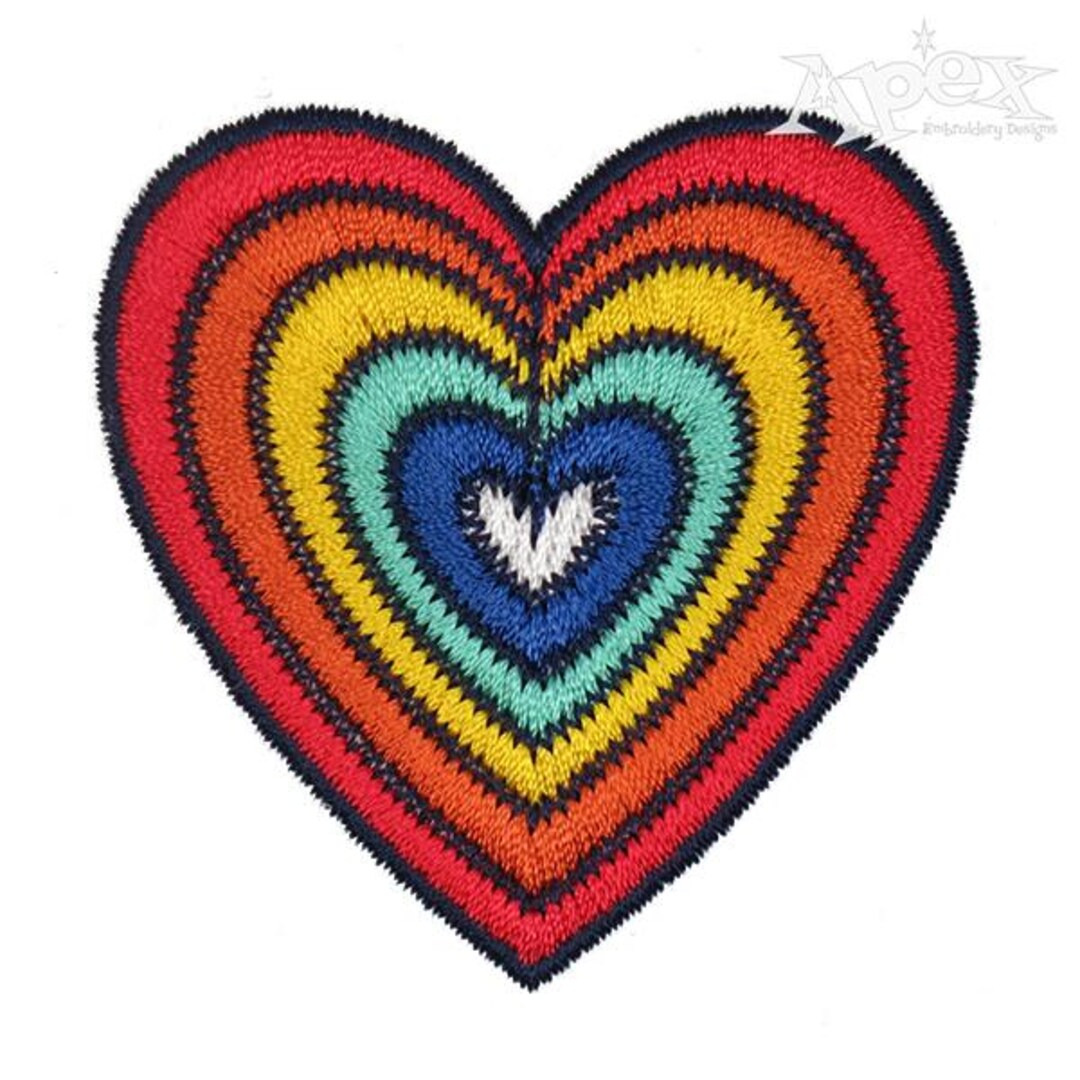 Rainbow Heart Shaped Machine Embroidery Design PES DST JEF Instant ...