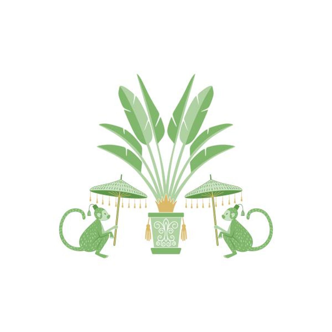 Chinoiserie Monkey Palm Cuttable Design SVG PNG DXF & Eps Designs Cameo ...