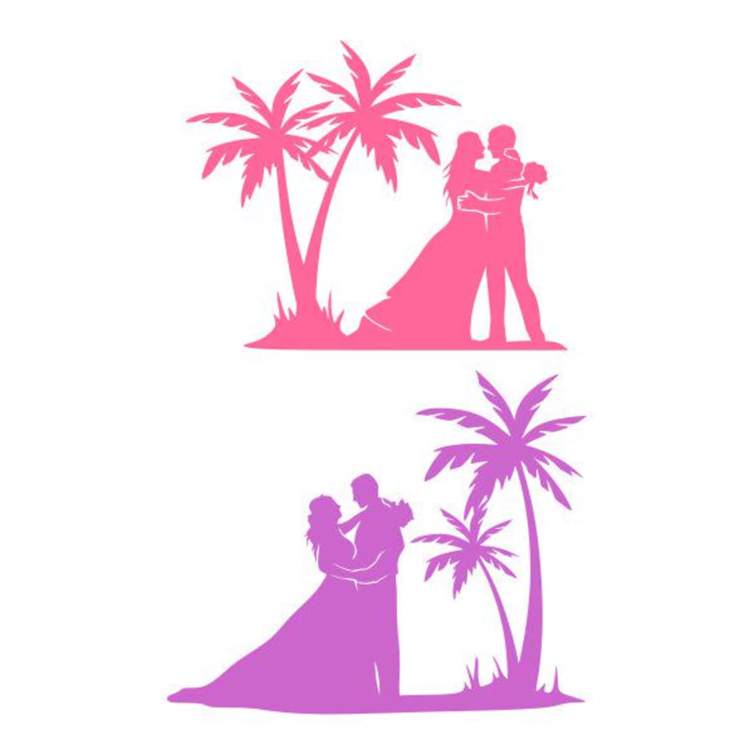 Beach Wedding Couple Cuttable Design SVG PNG DXF & Eps Designs Cameo ...