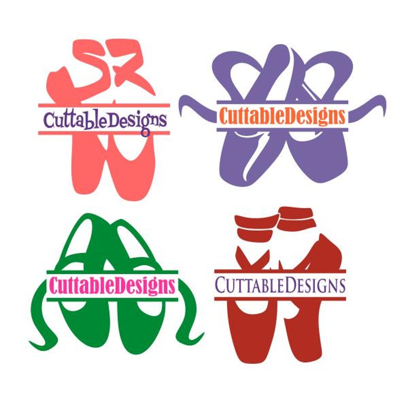 Ballet Shoes Split Cuttable Design SVG PNG DXF & Eps Designs Cameo File ...