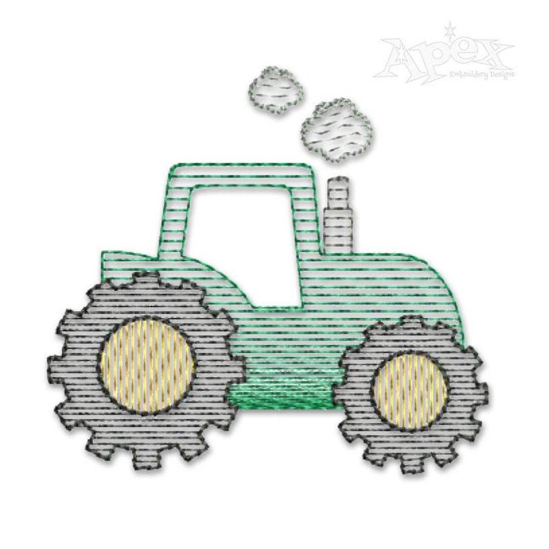 Tractor Sketch #3 Machine Embroidery Design PES DST JEF Instant ...