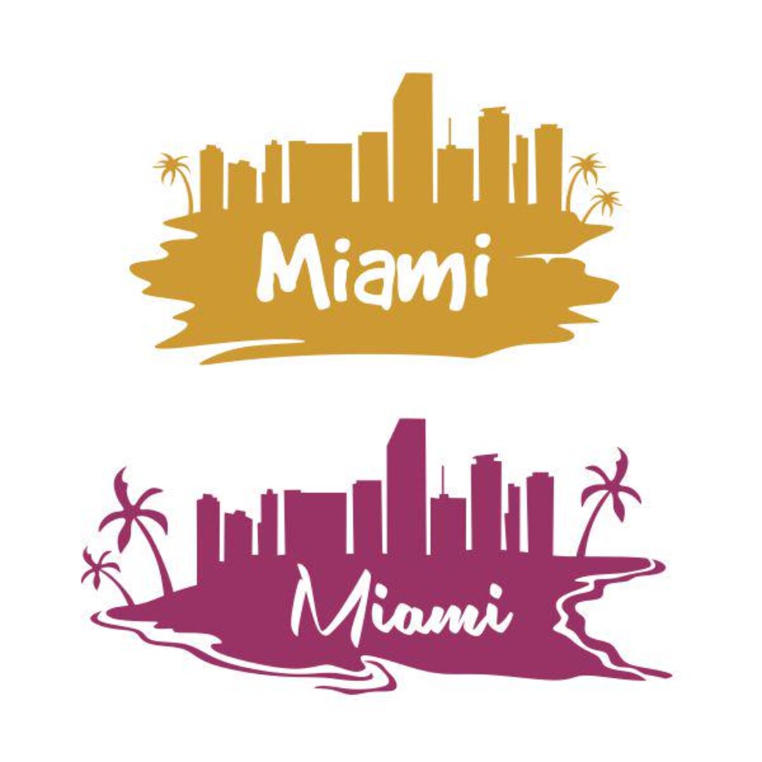 Miami Skyline Cuttable Design SVG PNG DXF & Eps Designs Cameo File ...