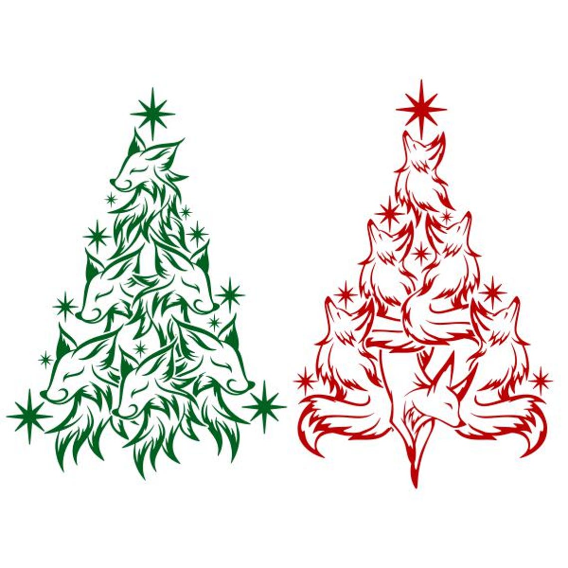Fox Christmas Tree Cuttable Design SVG PNG DXF & Eps Designs Cameo File ...