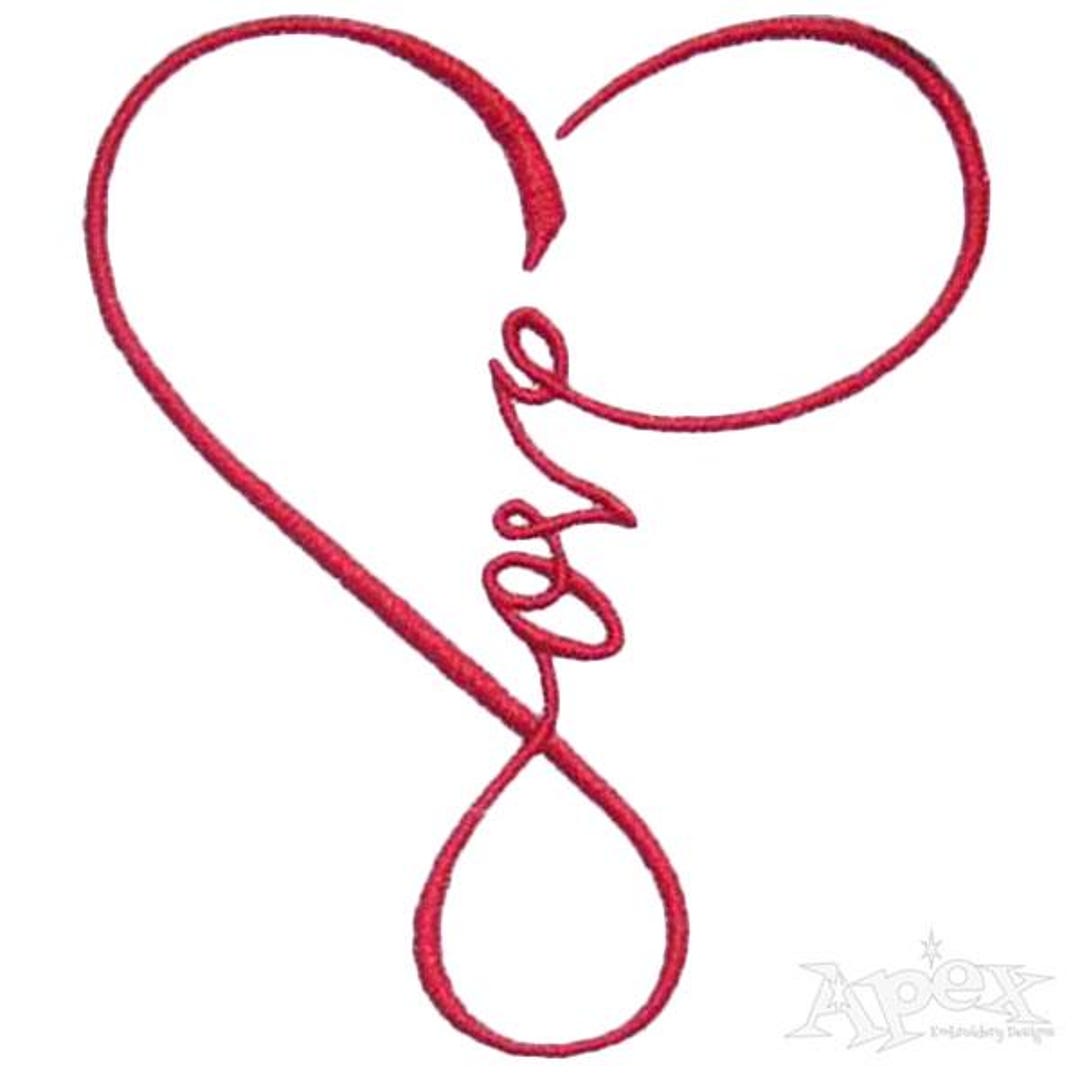 Love Heart Infinity Machine Embroidery Design PES DST JEF Instant ...